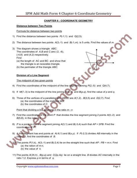 spm add math form 4 chapter 6 coordinate geometry