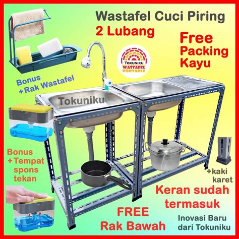 Jual Wastafel Cuci Piring 2 Lubang Portable Bak Cuci Piring 2 Lubang