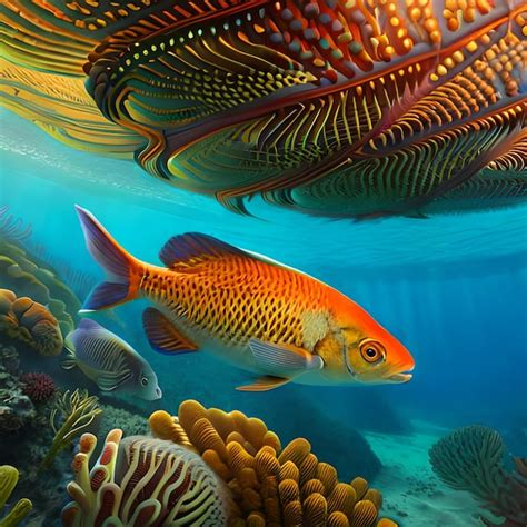Premium AI Image Multicolored Fish Swimming In A Vibrant Coral Reef