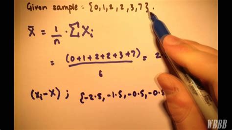 mean deviations sum of squared deviations sample variance example youtube