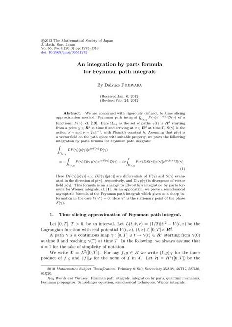 pdf an integration by parts formula for feynman path integrals dokumen tips