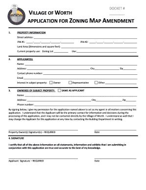 Fillable Online Application For Zoning Map Amendment Worth Illinois