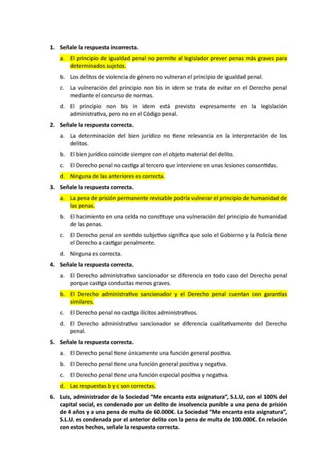 examen tipo Test tema 1 1 Señale la respuesta incorrecta a El