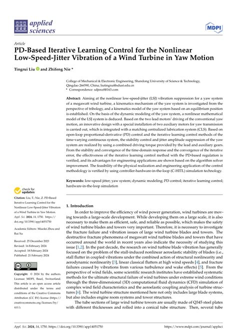pdf pd based iterative learning control for the nonlinear low speed jitter vibration of a wind