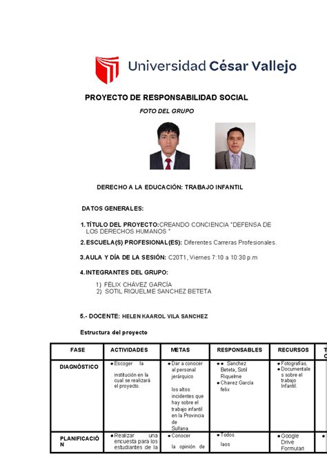 Proyecto Promocion De Ddhh PROYECTO DE RESPONSABILIDAD SOCIAL FOTO