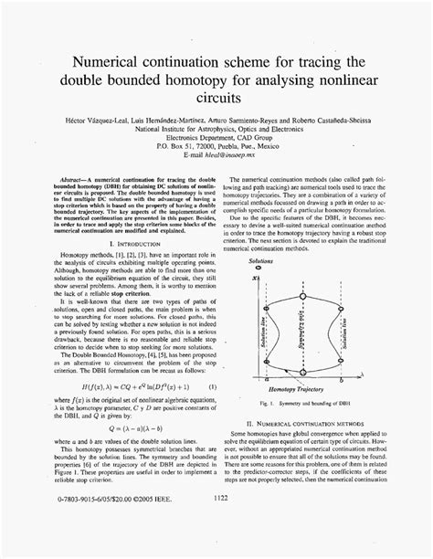 pdf numerical continuation scheme for tracing the double bounded homotopy for analysing