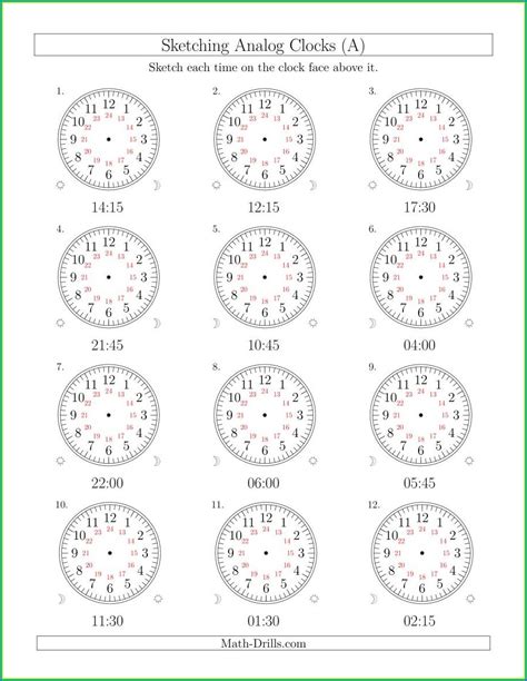 Analog Clock Worksheets For Second Grade