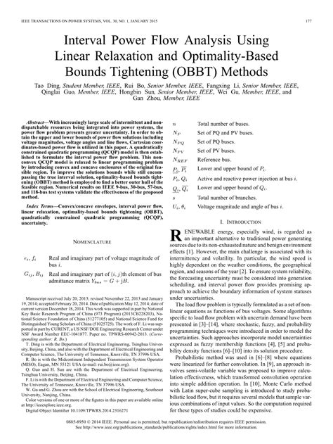 pdf interval power flow analysis using linear relaxation and optimality based bounds