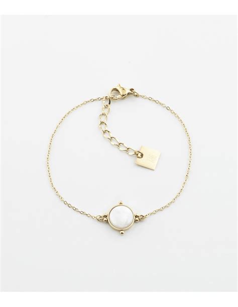 Bracelet Zag Salomé acier doré nacre