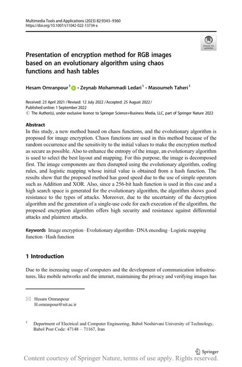 presentation of encryption method for rgb images based on an evolutionary algorithm using chaos