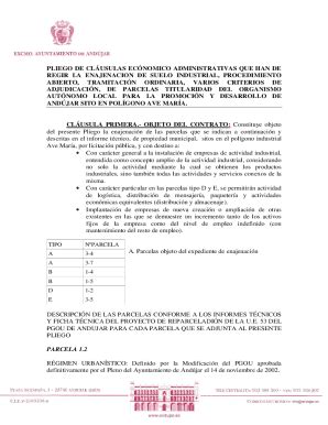 Completable En línea PLIEGO DE CLAUSULAS ENAJENACION PARCELAS POLIGONO