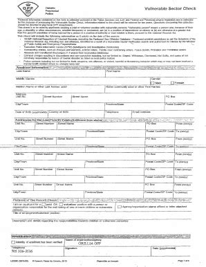 Vulnerable Sector Check Fill Online Printable Fillable Blank