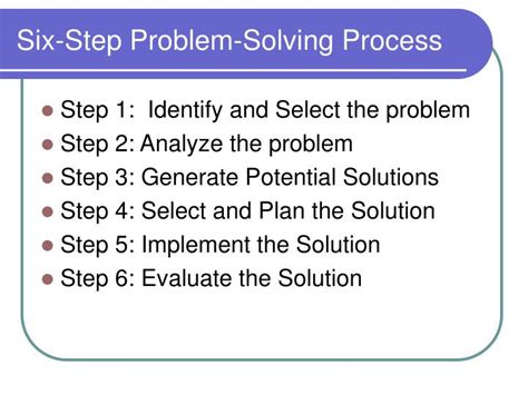 six step model of problem solving
