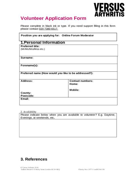 Fill Free Volunteer Application Pdf Doc Template Pdffiller