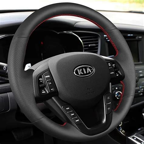 Custom Car Steering Wheel Braid Cover Genuine Leather 100 Fit For Kia