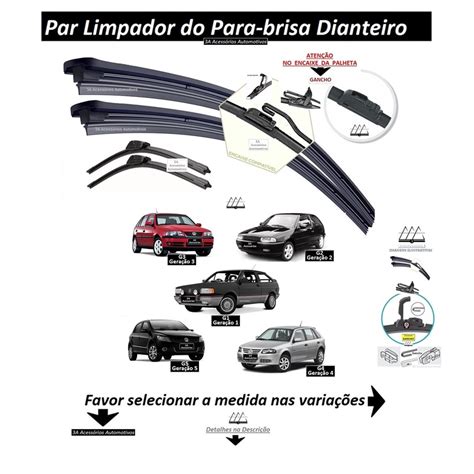 Par Palhetas Limpador Parabrisa Para Vw Gol G1 G2 G3 G4 G5 Ano 1990 A
