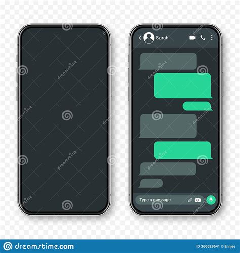 Realistic Smartphone With Messaging App Blank Sms Text Frame Stock