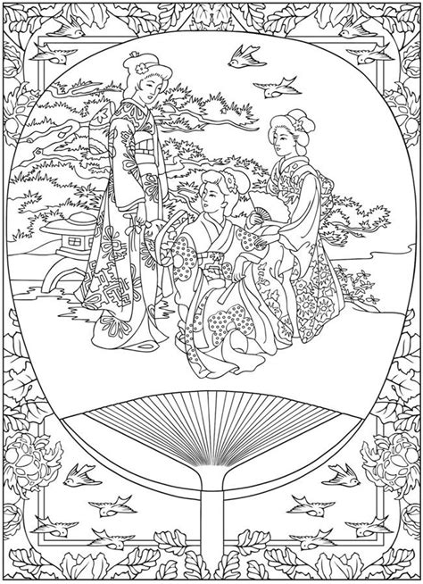 Scene de vie traditionnelle japon Coloriages de Japon à imprimer pour
