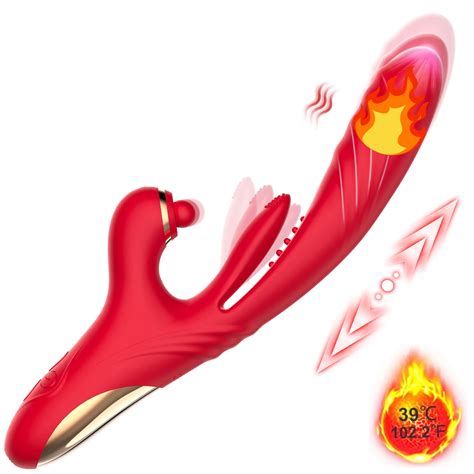 Powerful Tapping Clitoris Sucker Vibrator For Women 2 In 1 Dildo Heating Thrusting Female