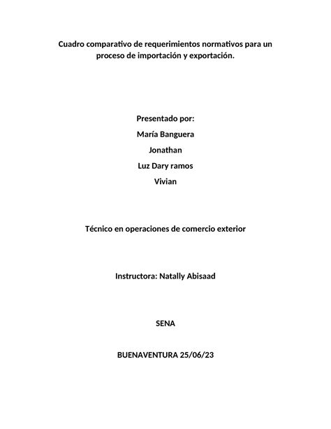 Cuadro Comparativo De Requerimientos Normativos Para Un Proceso De