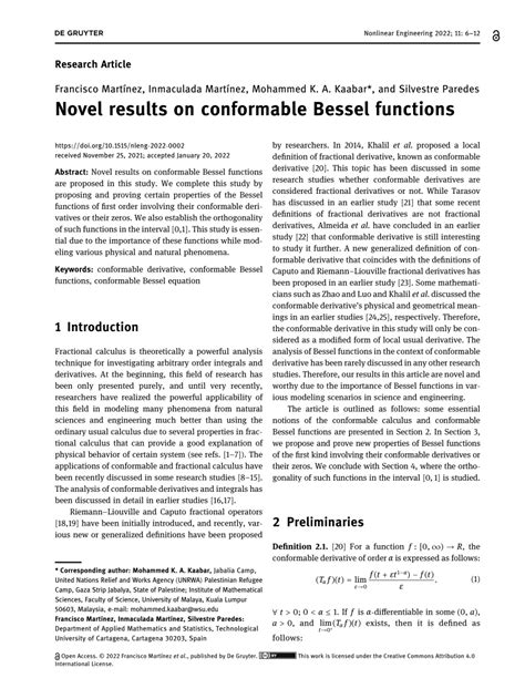 pdf novel results on conformable bessel functions