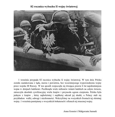 82 rocznica wybuchu II wojny światowej Publiczna Szkoła Podstawowa im