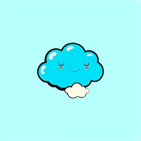 Nuage Bleu Dessin Animé Avec Un Joli Visage Vecteur Premium