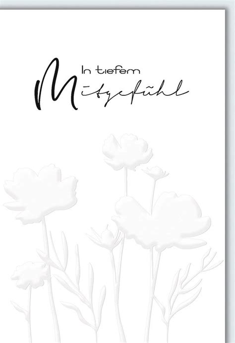 Trauer Beileid Kondolenzkarte mit Umschlag Mitgefühl Blumen