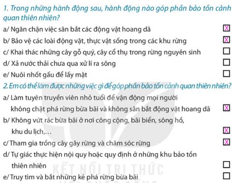 giải bài 2 bảo tồn cảnh quan thiên nhiên trang 36 sách bài tập hoạt