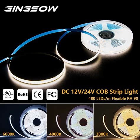 Gingsow COB LED Strip Light UL Listed 320 480 LEDs M High Density