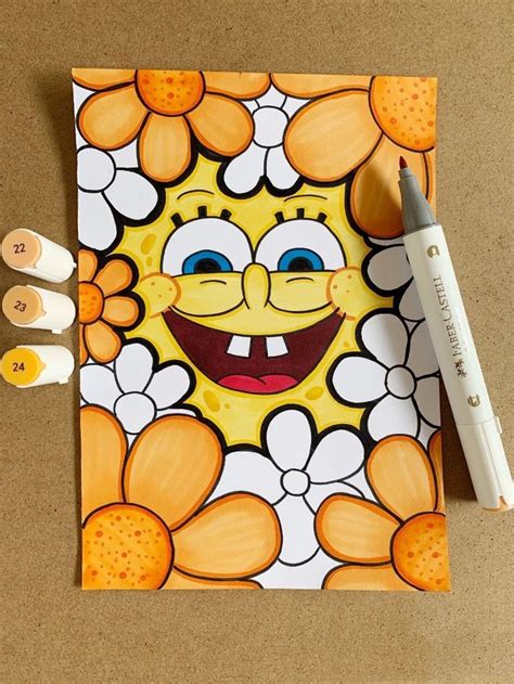 Easy Technique To Paint Cute SpongeBob For Beginners Step By Step