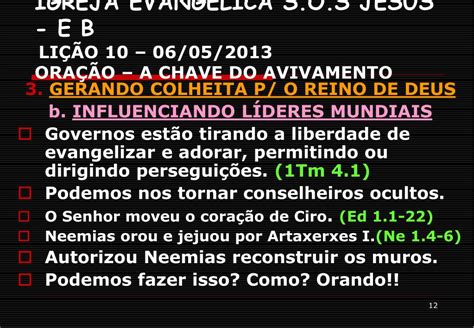 PPT IGREJA EVANGÉLICA S O S JESUS E B LIÇÃO 10 06 05 2013 ORAÇÃO