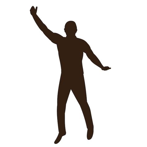 Vector Sobre Un Fondo Blanco Silueta Negra De Un Hombre Saltando