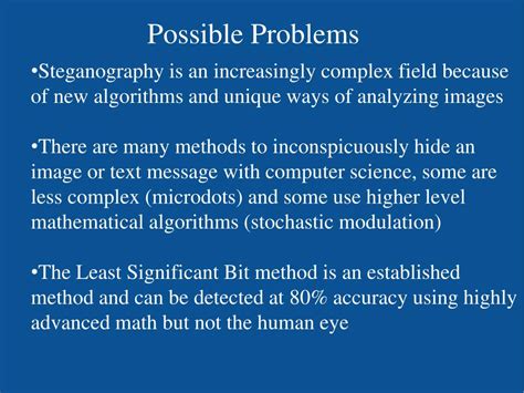 ppt implementation of least significant bit image steganography and its steganalaysis