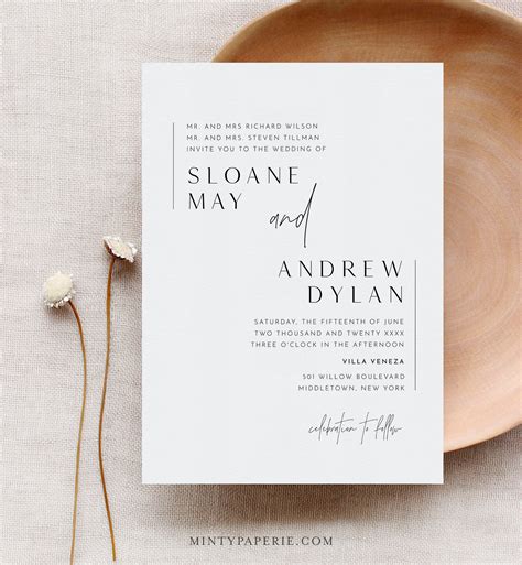 Minimal Wedding Invitation Set Elegant Modern Simple Traditional