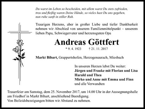 Traueranzeigen von Andreas Göttfert trauer flz de