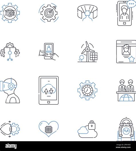 Advanced Machinery Line Icons Collection Automation Robotics