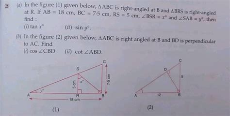 In The Adjoining Figure Abc Is A Right Triangle Right Angled At B If