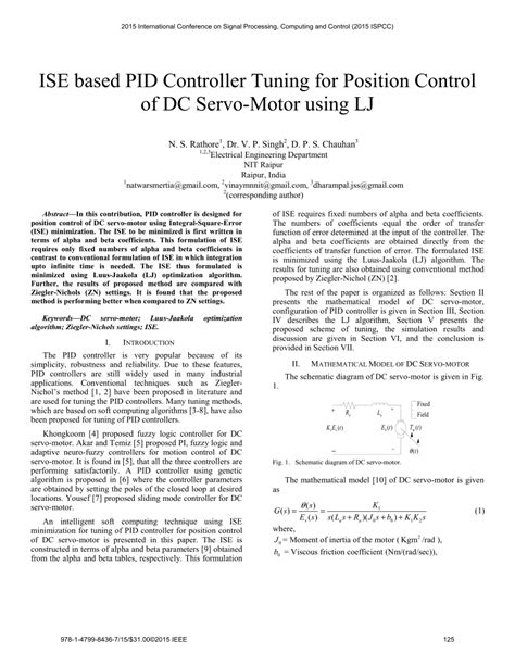 pdf ise based pid controller tuning for position control of dc servo motor using lj