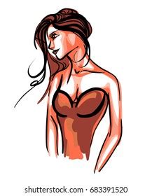 Portrait Beautiful Relaxed Adult Girl Swimsuit Stok Vekt R Telifsiz
