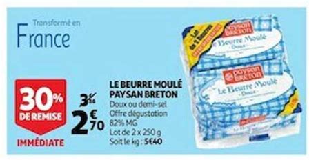 Offre Le Beurre Moulé Paysan Breton chez Auchan