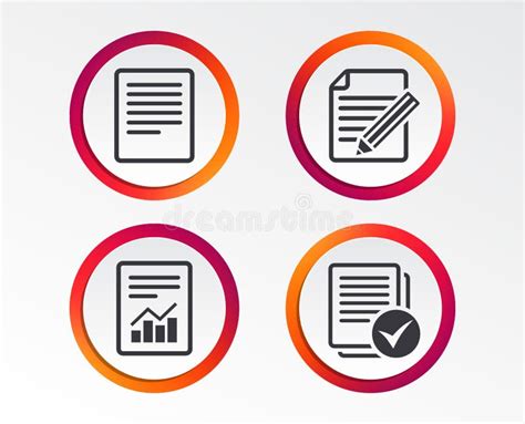Iconos De Documento Fichero Con La Carta Y El Checkbox Ilustración del