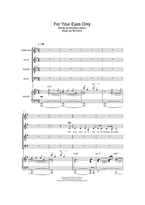 For Your Eyes Only Arr Thomas Lydon Choral SATB Sheet Music By By
