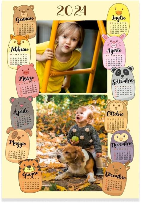 Calendario 2024 Personalizzato A Tema Bambino O Cucciolo
