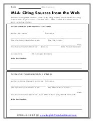 Mla Citations Worksheet