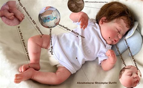 Anano Reborn Baby Junge 50cm Echtes Blutgefäß Reborn Puppen Lebensecht