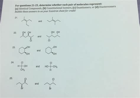 solved determine whether each pair of molecules represent
