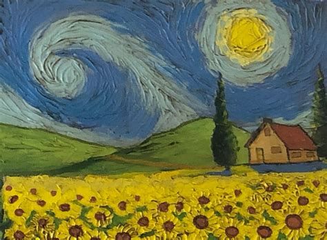 Sunflower Field By Vincent Van Gogh 1888 Signed Original Painting Oil