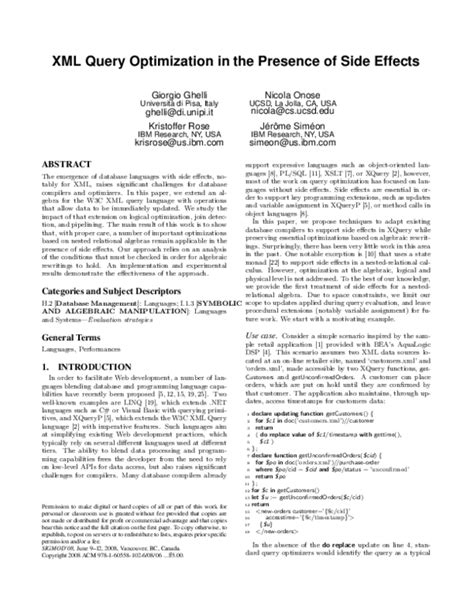 pdf xml query optimization in the presence of side effects giorgio ghelli