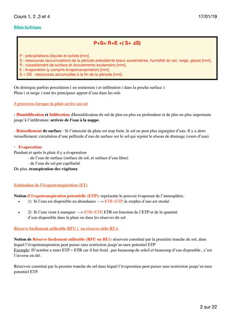 SOLUTION Hydroge Ologie Master Envirvonement Cours 1 2 3 4